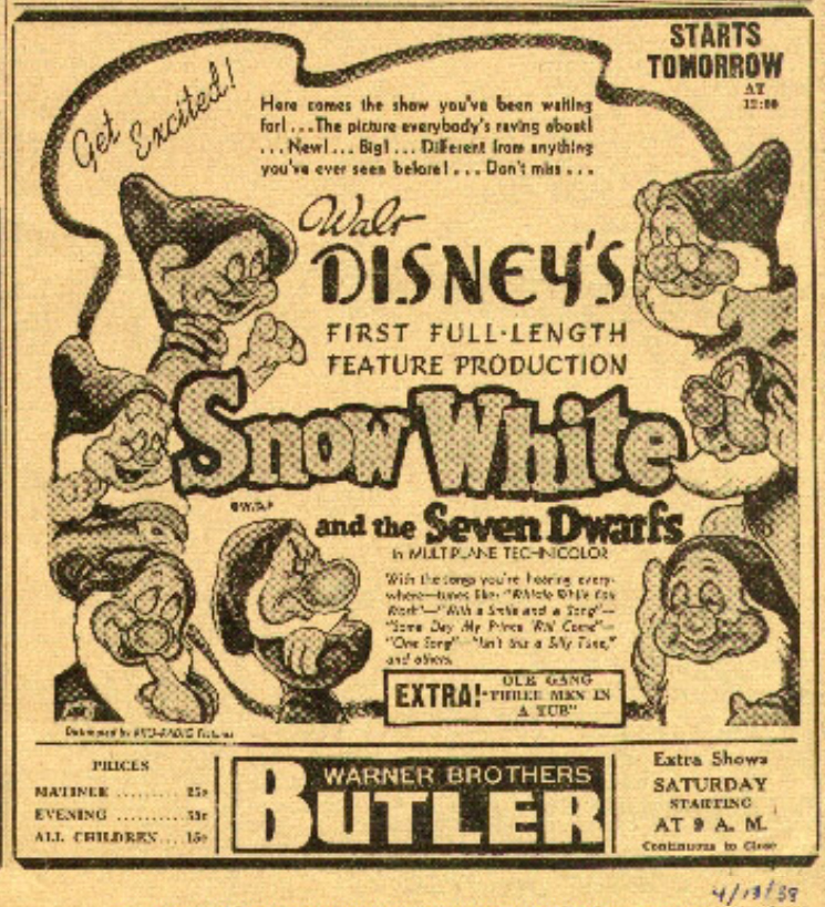 Filmic Light - Snow White Archive: Theatre Ads