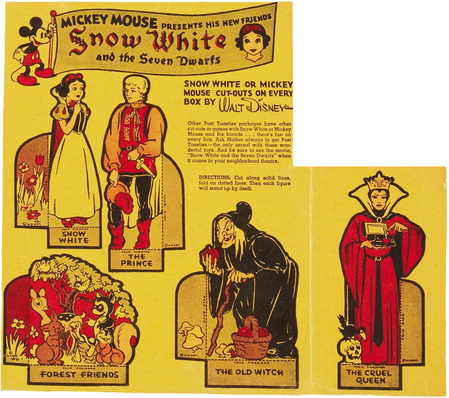 Filmic Light - Snow White Archive: Snow White Post Toasties Cut-Outs