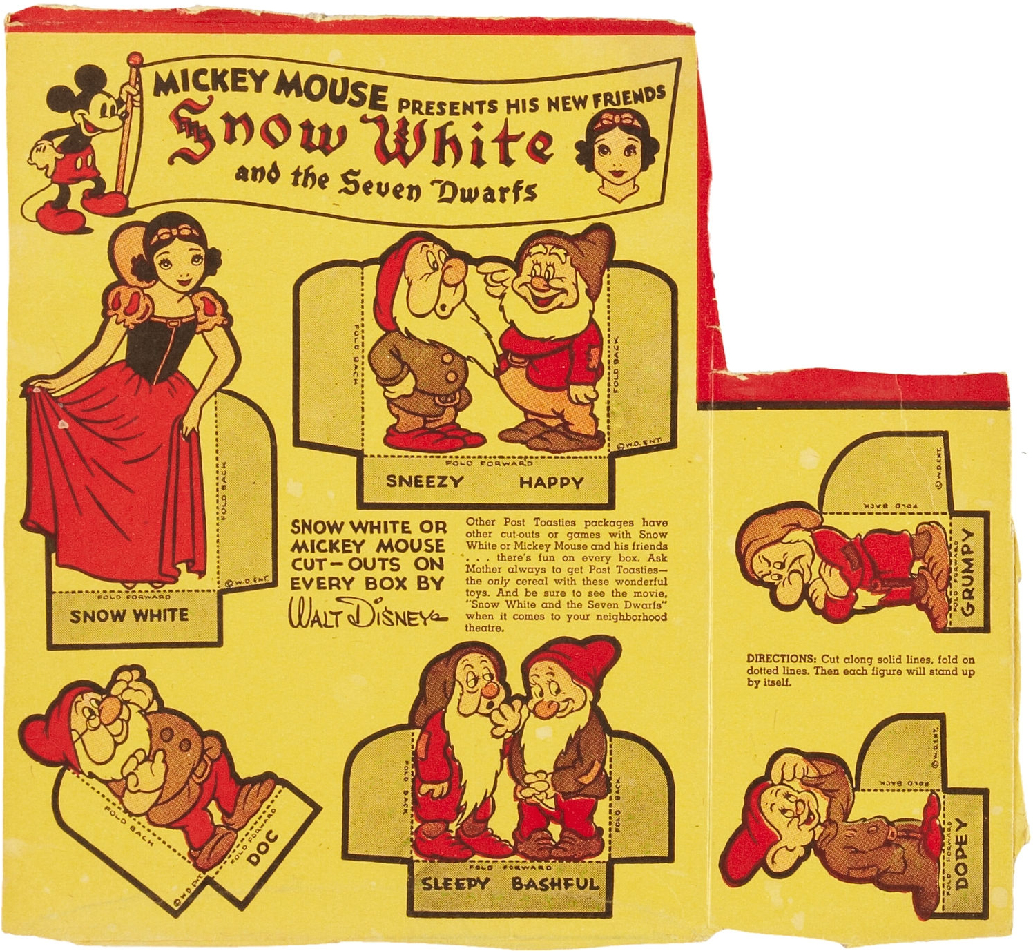 Filmic Light - Snow White Archive: Snow White Post Toasties Cut-Outs