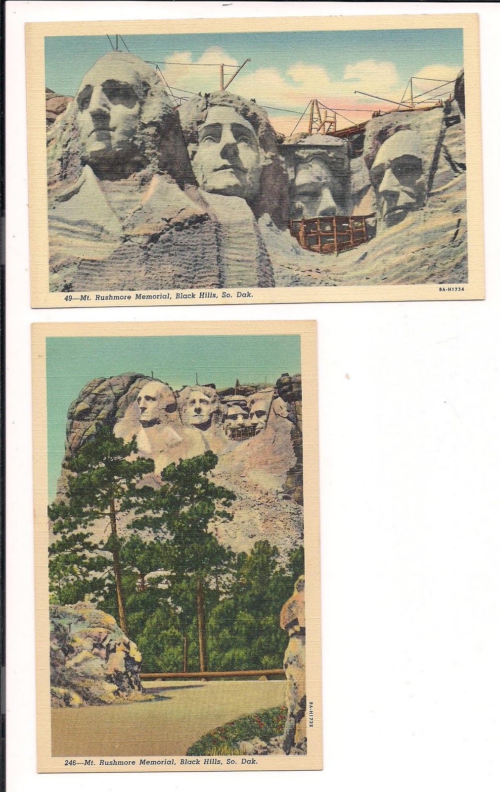 Judy's Postcards Plus: Mount Rushmore, South Dakota, Pair of Linen ...