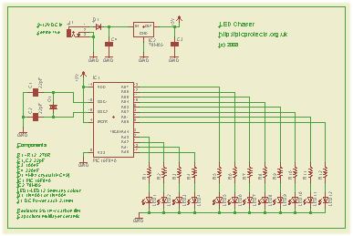 WORLD OF ELECTRONICS: LED CHASER USING 16F84A