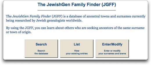 Jewish Genealogy Basics: The JewishGen Family Finder (JGFF) - B&F ...