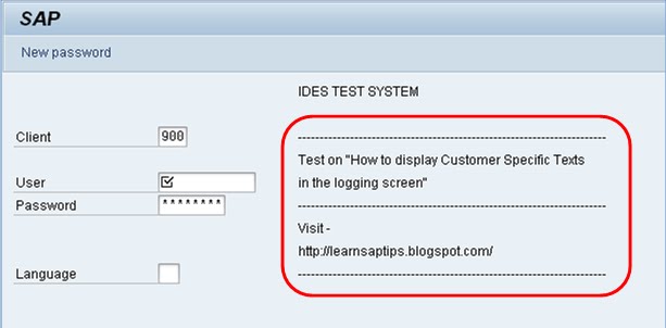 Learn SAP Tips: How to display Customer Specific Text in the logging screen