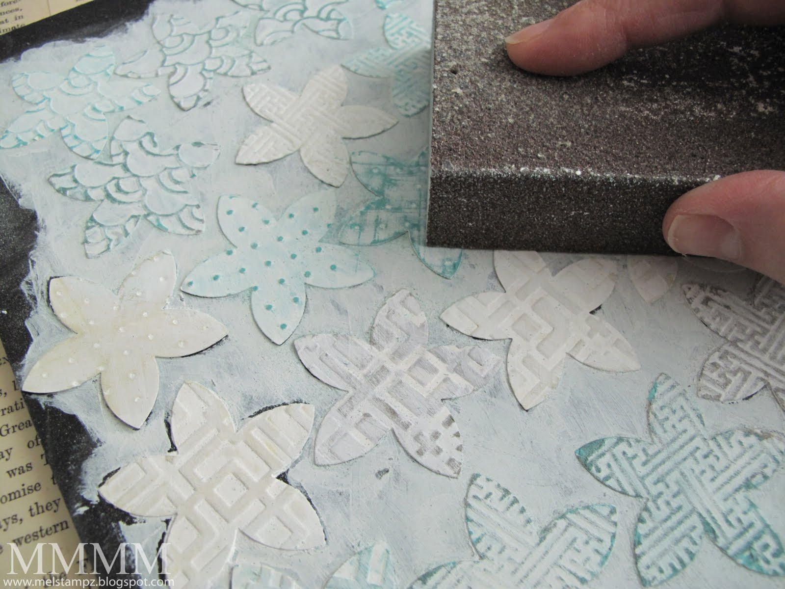 Mel Stampz: Embossed Fresco Flowers (with a 5 petal flower punch & a ...