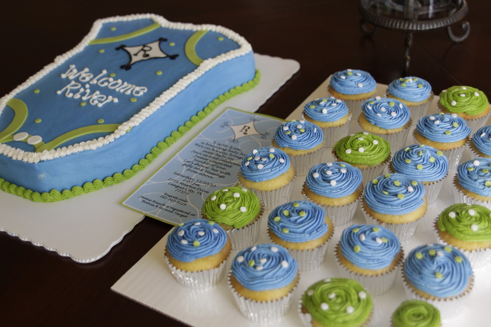 Taryn Melgoza Designs: Baby River Cake and Cupcakes
