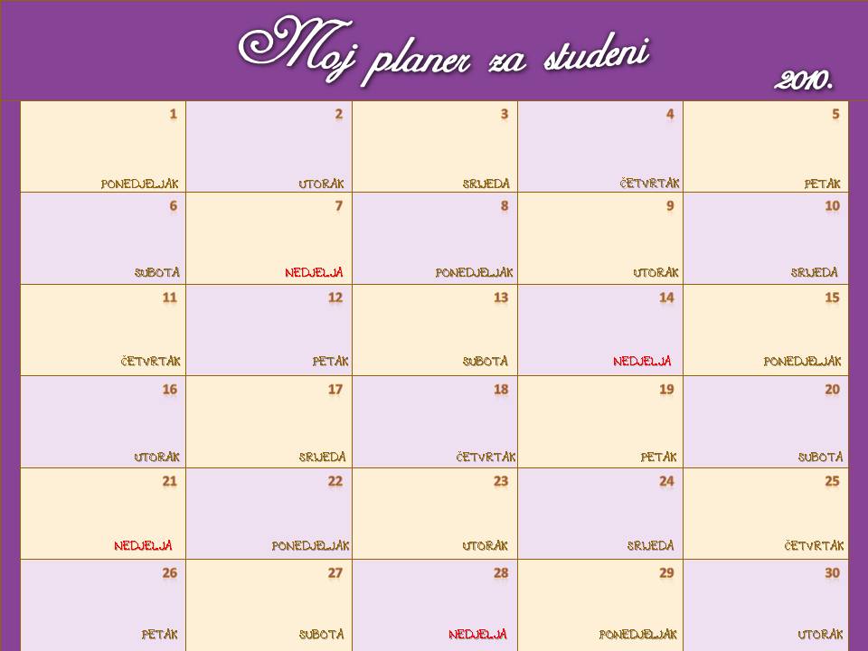 Zlatna djeca: Tjedni i mjesečni planeri