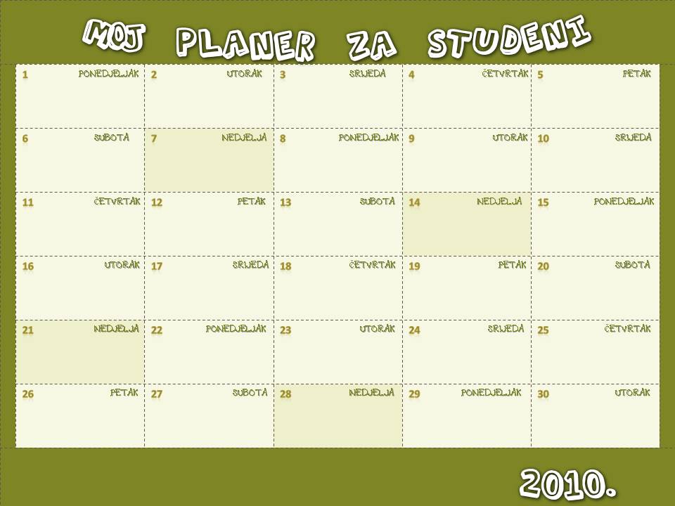Zlatna djeca: Tjedni i mjesečni planeri