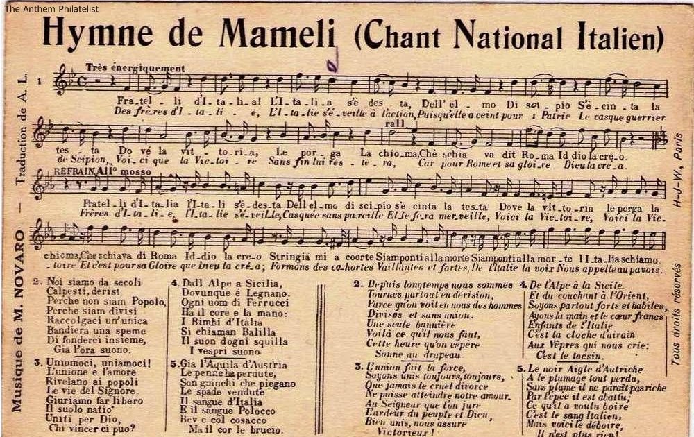The Anthem Philatelist: "Il Canto degli Italiani" (The Song of the ...