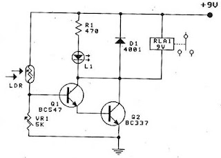 Light Relay Switch By BC547 & BC337 - Electronic Circuit Collection