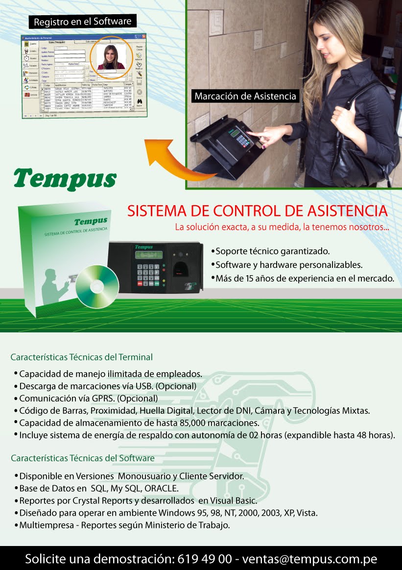 TEMPUS - Control de Asistencia de Personal y Accesos - Los únicos con Lector de DNI