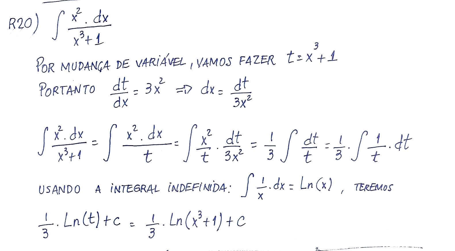 Licenciatura em Matemática: Exercícios de Integral Indefinida - Série R