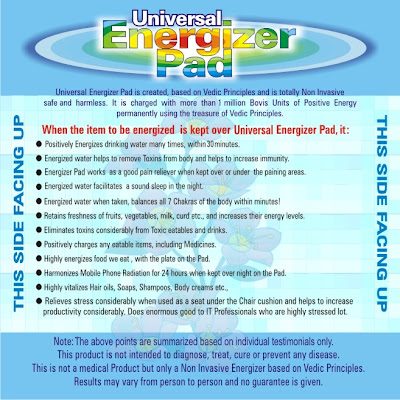 UNIVERSAL ENERGIZER PAD- WATER ENERGIZER: DRINKING WATER ENERGIZER ...