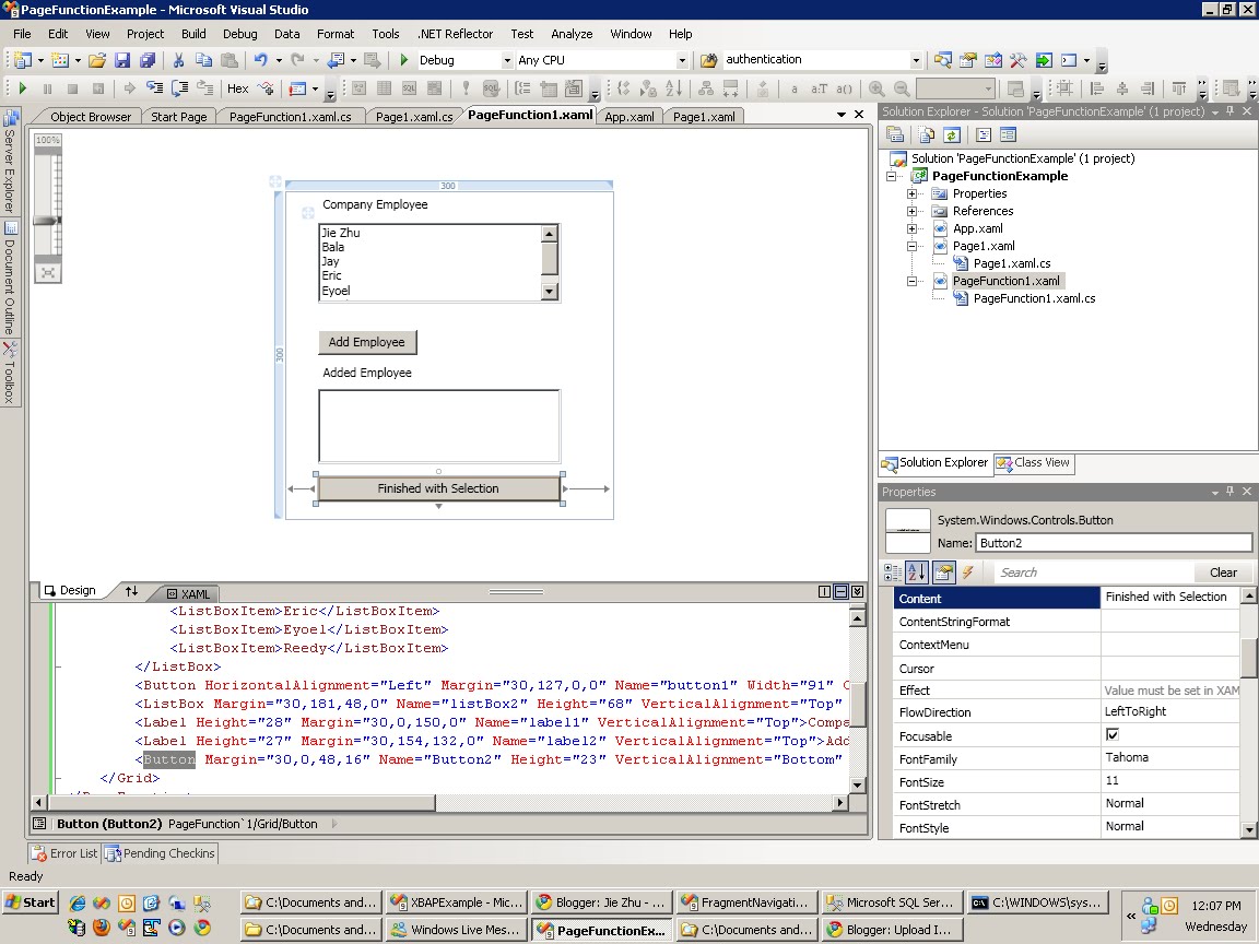 Jie Zhu: WPF(1) Use of PageFunction