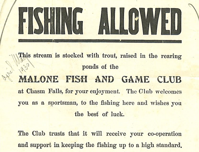 The Franklin County (NY) Historian: Malone Fish and Game Club Sign