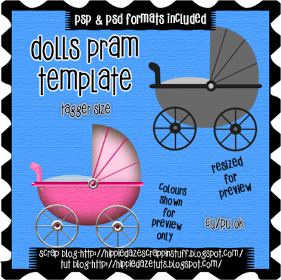 Hippiedaze Scrappin' Stuff: Dolls Pram Template
