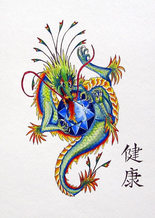 Julie T Gouge: "Sapphire: Good Health Chinese Dragon"