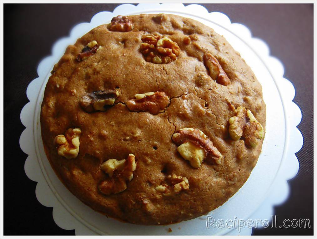 Eggless Spiced Dates And Walnut Cake / Low Fat High Fiber Cake
