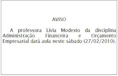 Gênero Textual: Aviso