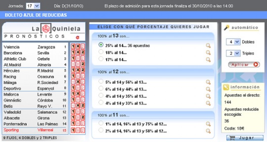 El Blog de la LOTERIA 18: Boletos de Reducidas de QUINIELA