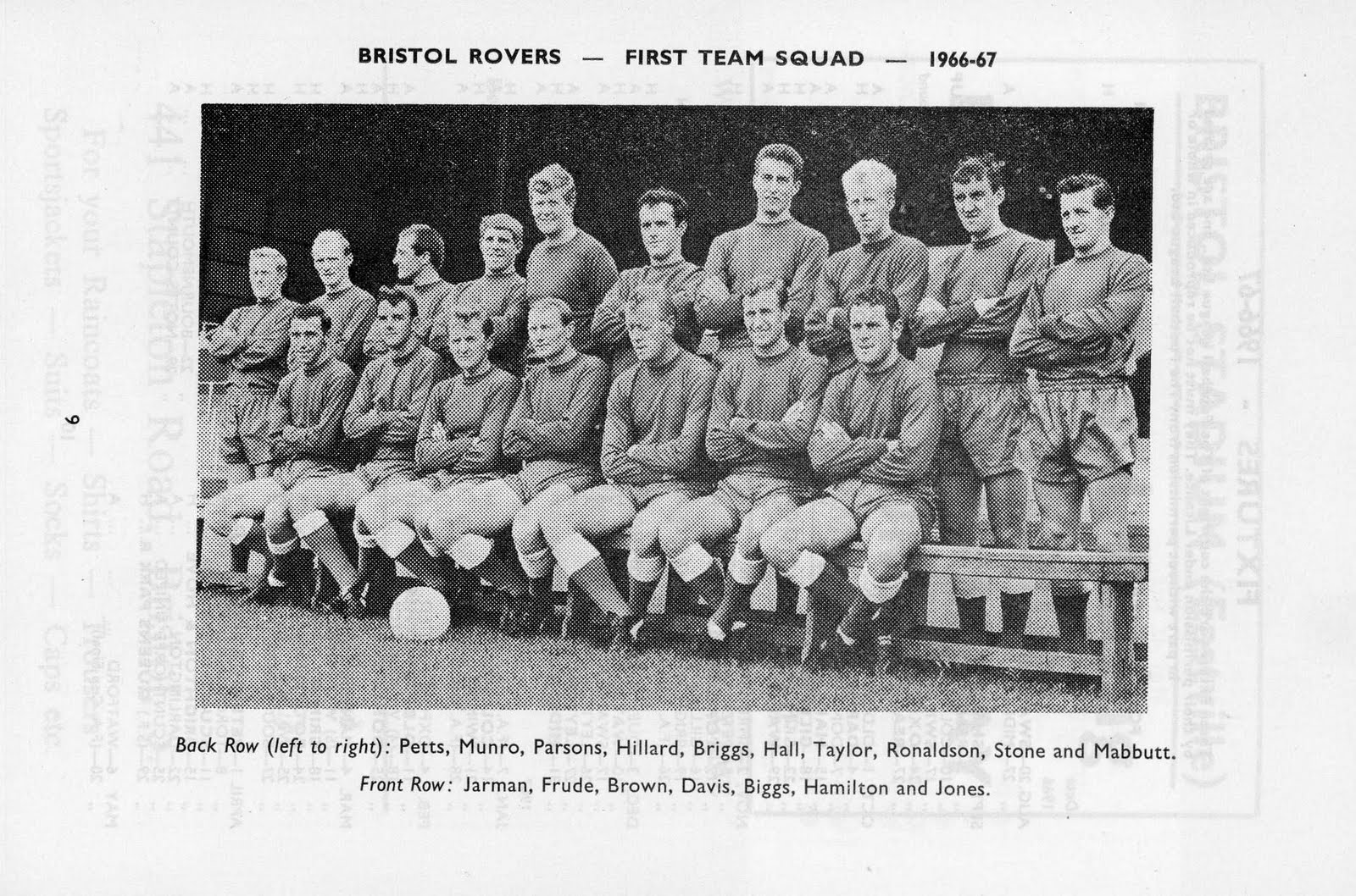 BRISTOL ROVERS: BRISTOL ROVERS ~ 1966-67