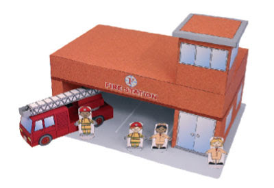 Town Paper Craft - Fire Station Building Model : Pepakura Corner