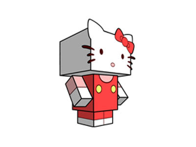 Hello Kitty Cube Craft Paper Toy : Pepakura Corner