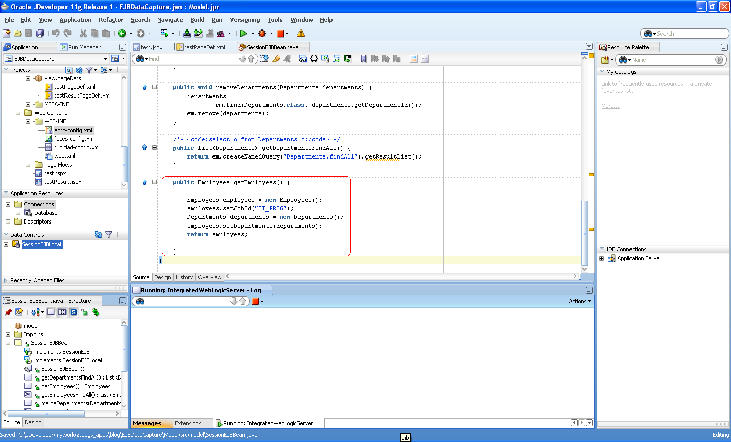 Creating a Data Capture Form using EJB + JPA and ADF Binding