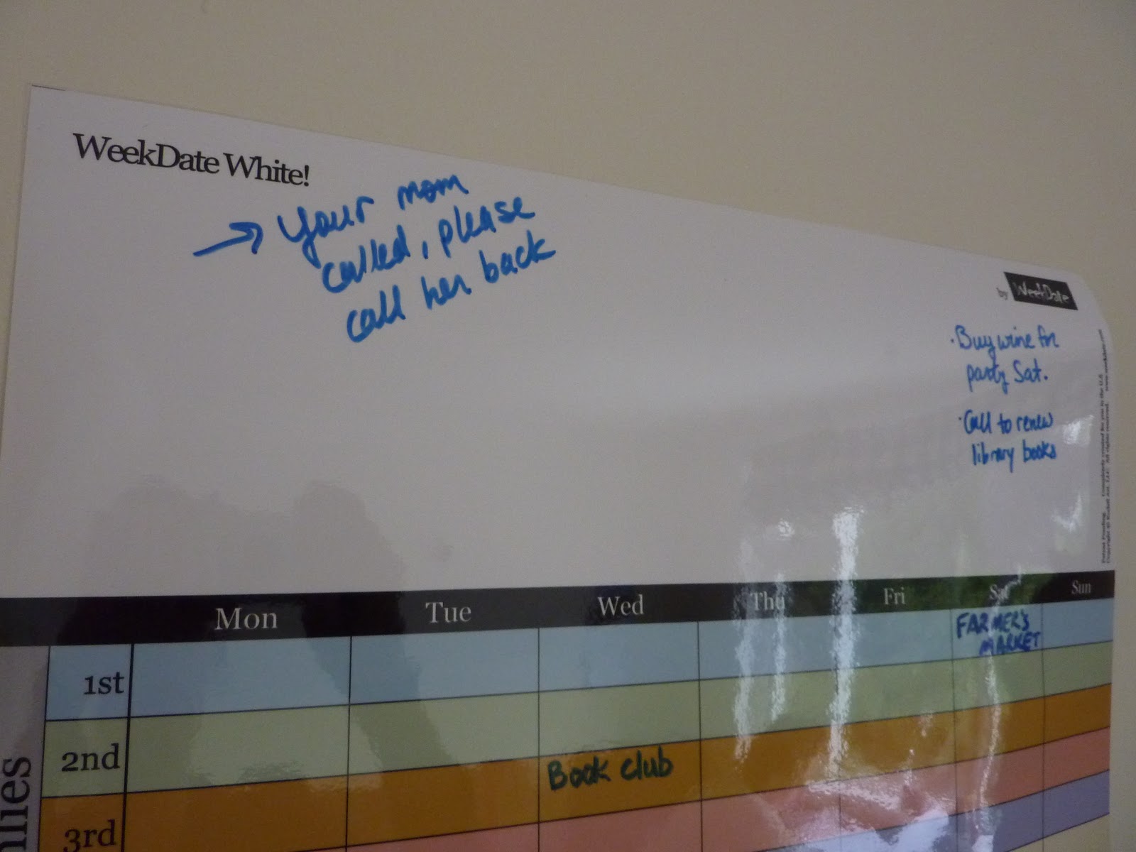 Plannerisms: WeekDate White wipe-off wall planner