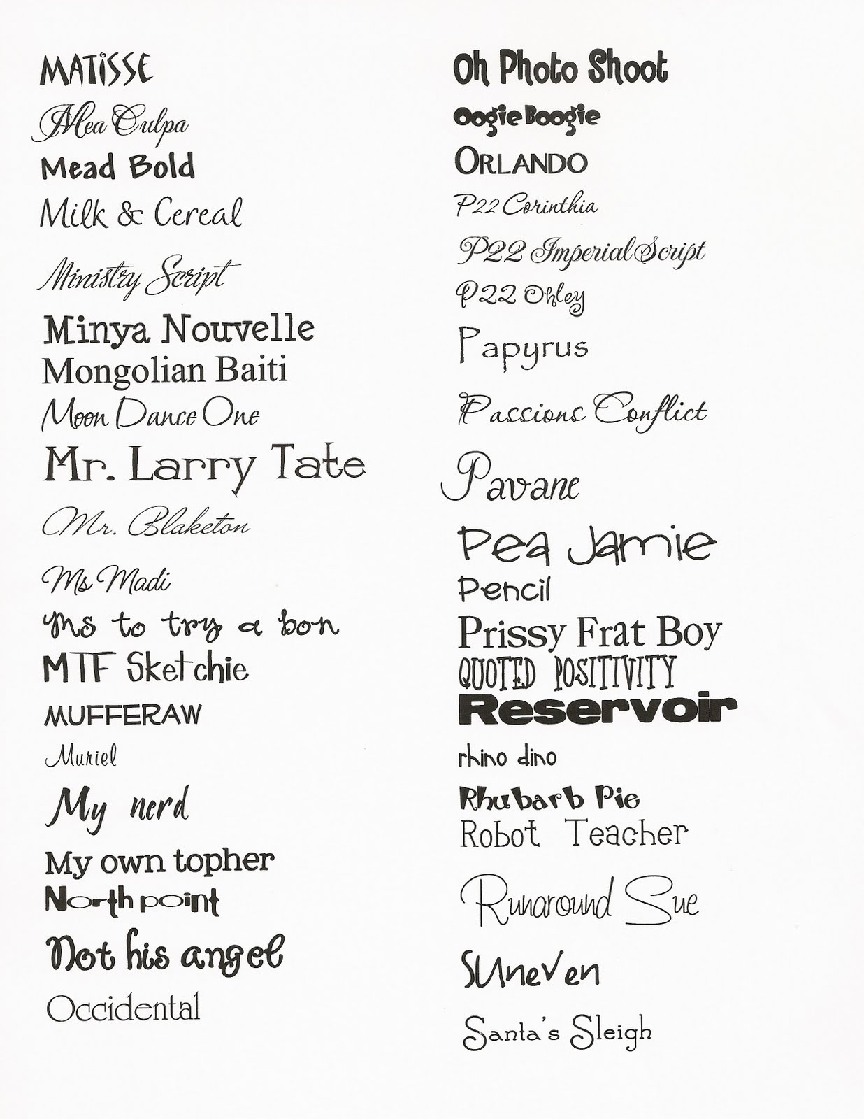 Just Cuz Vinyl Lettering: FONTS