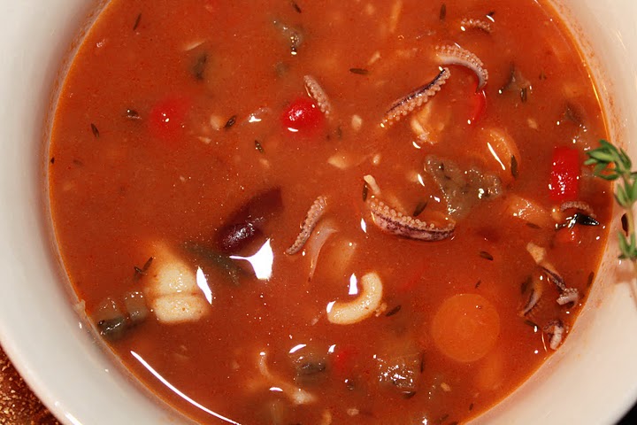 Spicy Calamari and Vegetable Soup