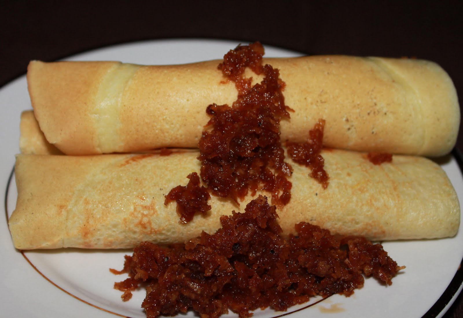 Sweet Crepes with delicious caramelized coconut filling