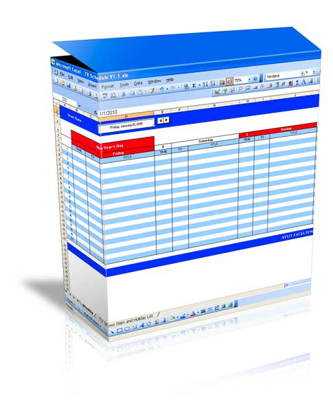 Free Themes Store: TV Schedule - Free Excel Template