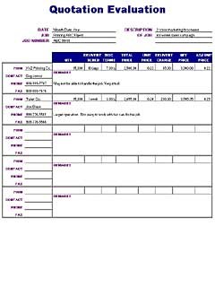 Office Template: Quotation Evaluation