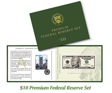 BEP Collectible Currency: $10 Premium Federal Reserve Set