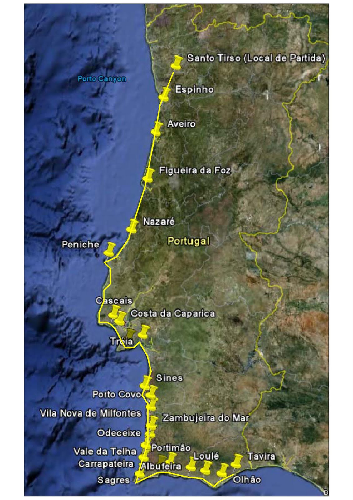 Conhecer Portugal: Mapa de Percurso