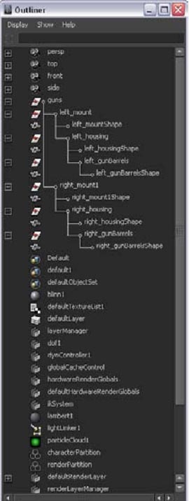 Displaying Options in the Outliner ~ Maya In Design
