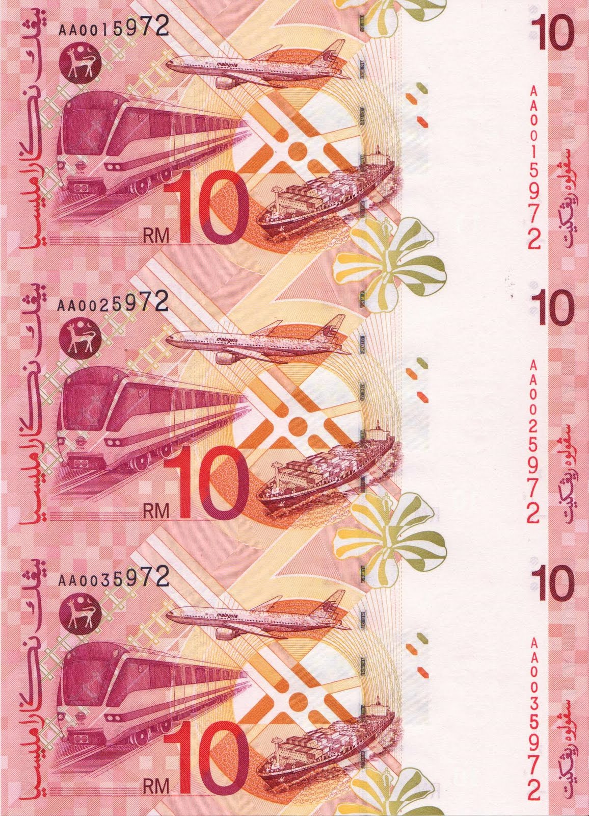 MS Collection Site: RM10 Uncut Banknote: 3in1 PAIR