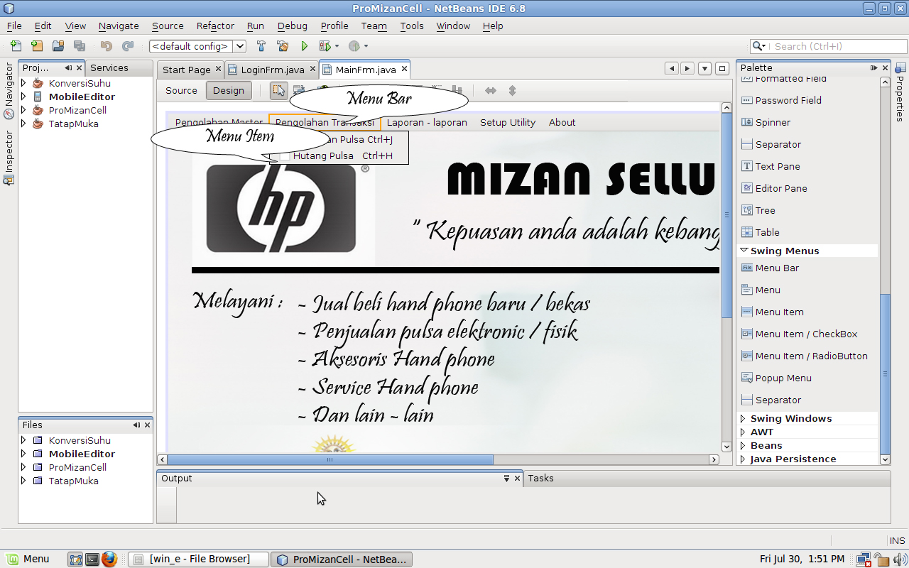 RENDY MINE: Membuat Main Menu dengan Netbeans