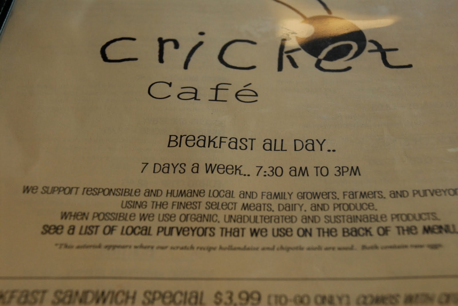 sunny side up: Cricket Cafe