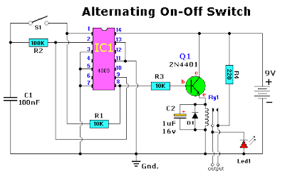 500 Circuits: Alternating ON-OFF Switch Circuit
