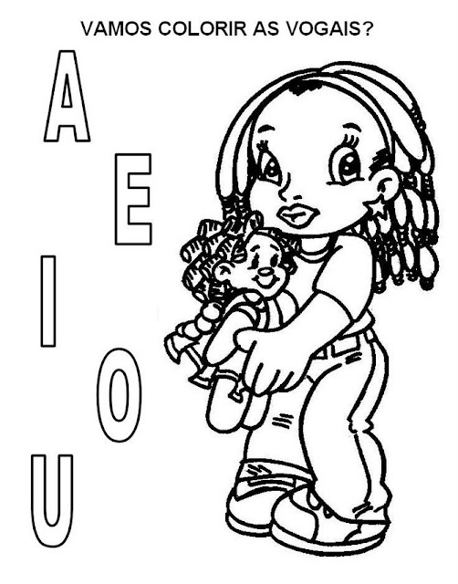 Desenhos - As Vogais a, e, i, o, u - Colorir e Pintar - QDB