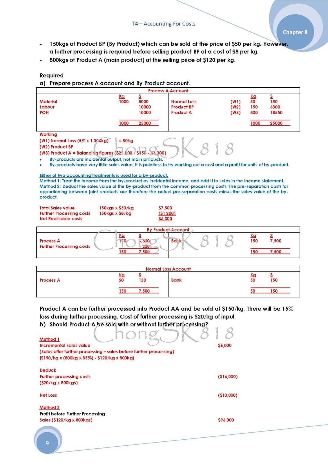 Jessy Chong (JC): Chapter 8 Process Costing (Answers)