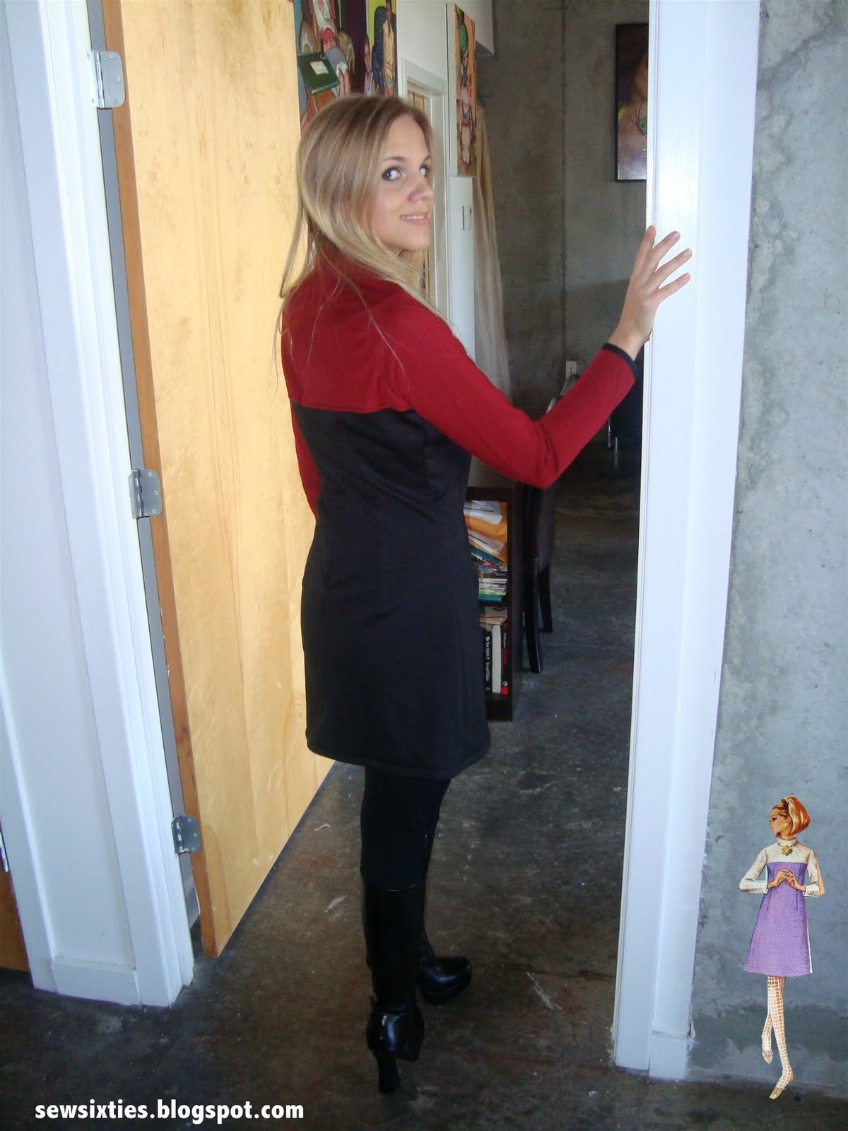 Sew Sixties: Simplicity 7345 from 1967- Mod Red and Black Colorblock Dress