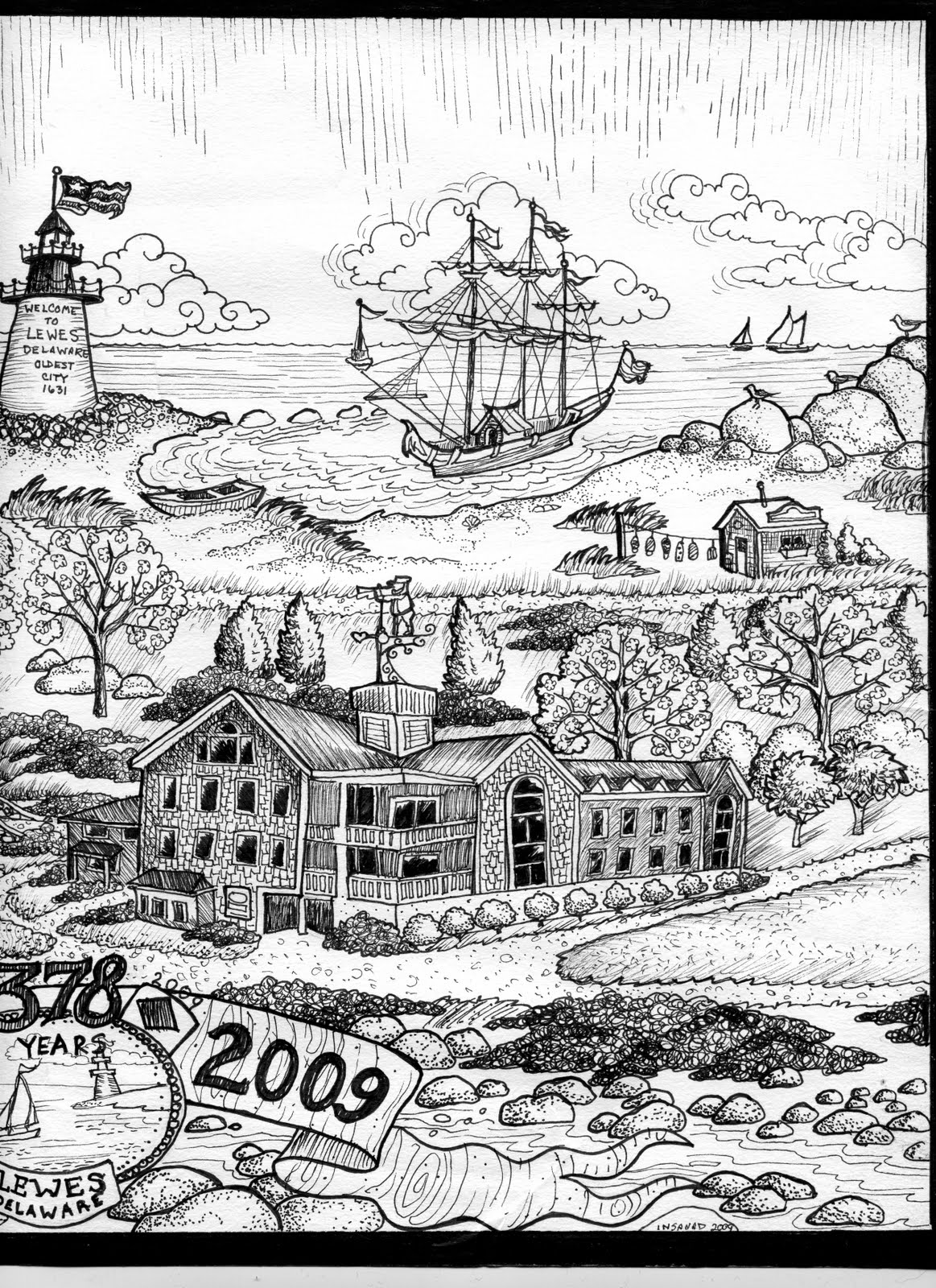 Insanad's Projects: Lewes Delaware Pen and Ink Drawings