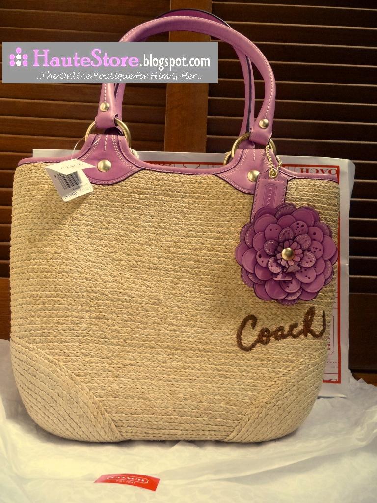 HauteStore: COACH Bleecker Straw Tote Bag F13373 Pink