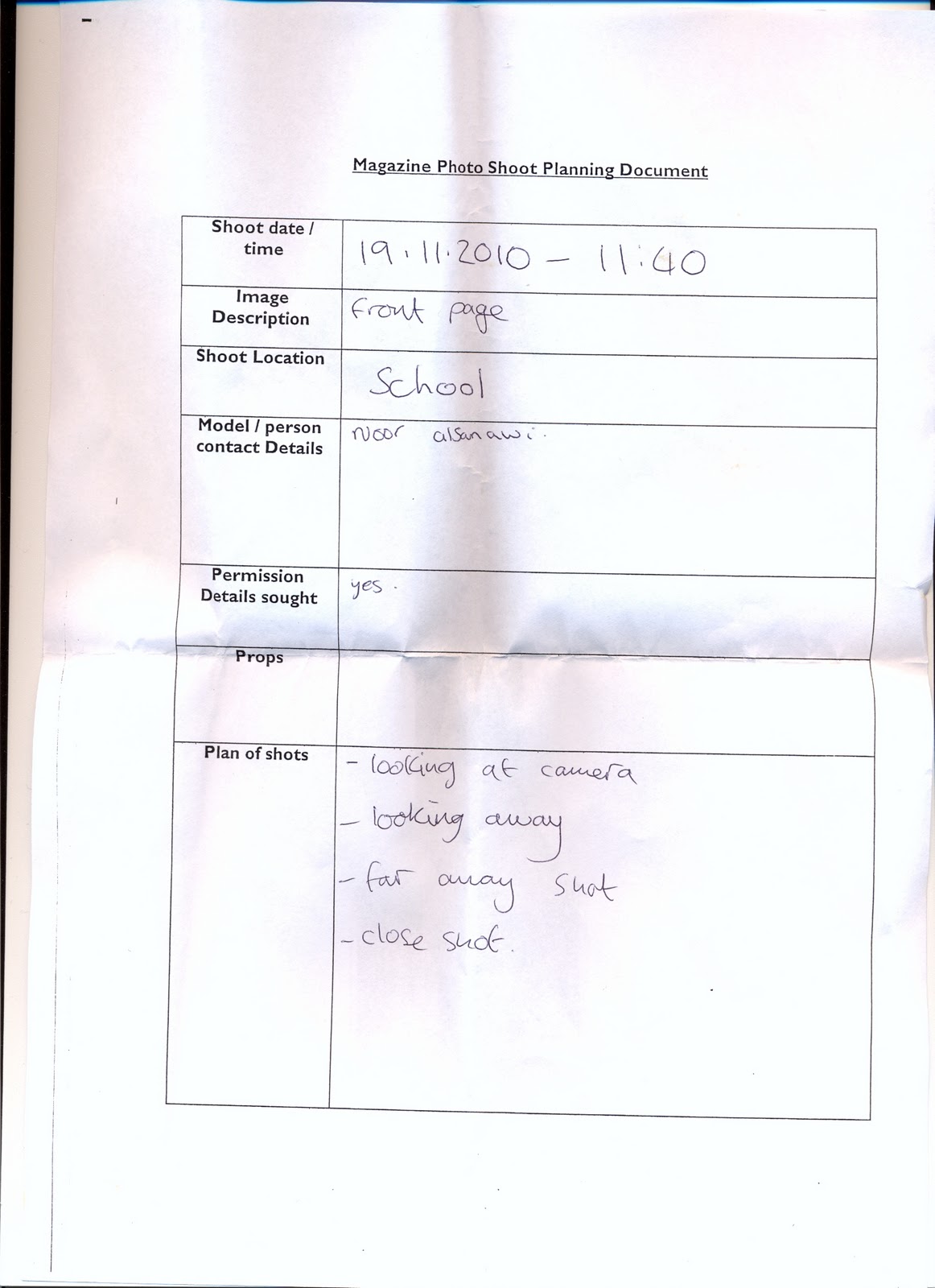 LeedsUnited: Photo Shoot Plan