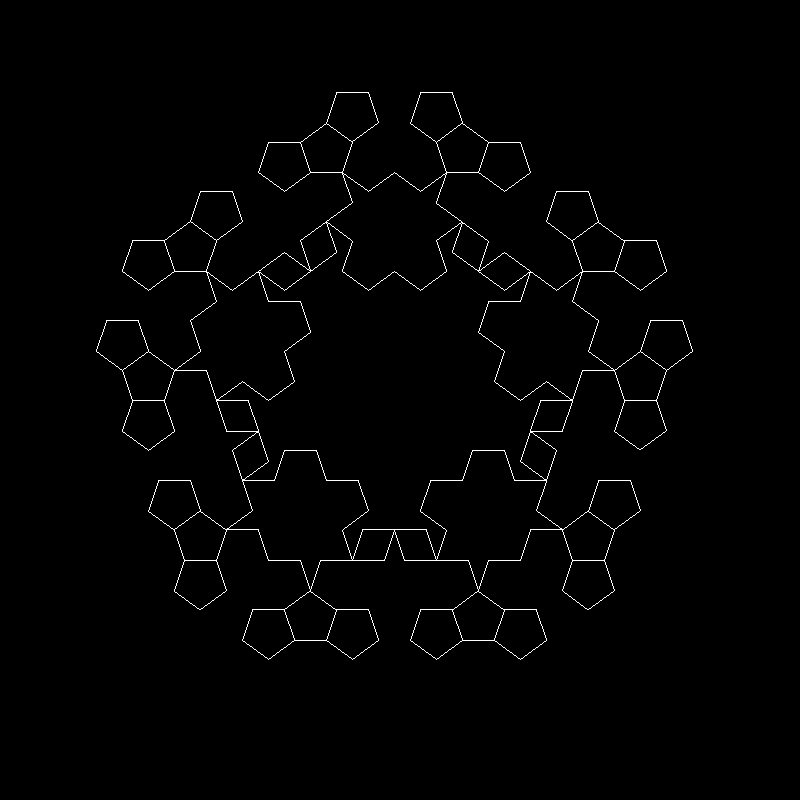 Ruby Processing: Pentagonal Fractal