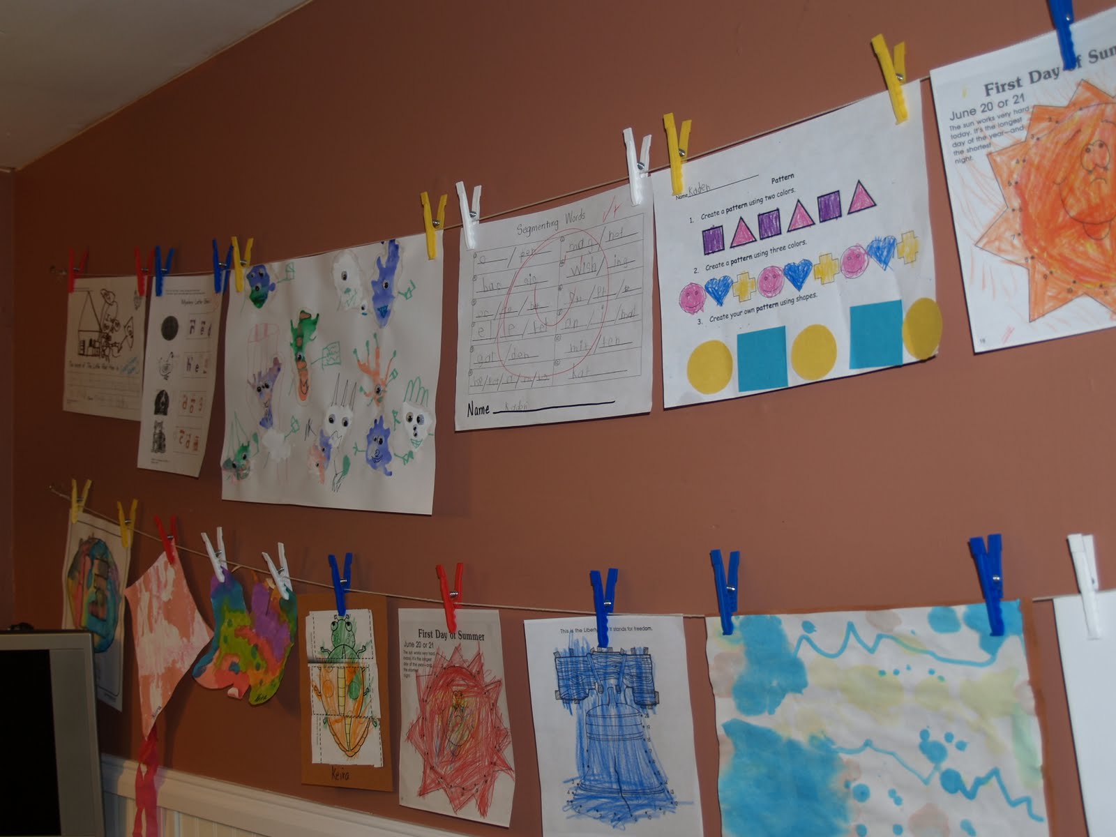 THE MUDDY PRINCESS: School Work Clothesline