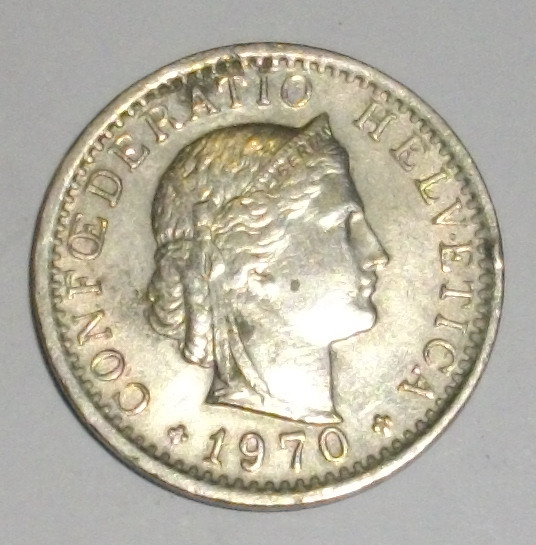 INDONESIA COLLECTORS ANTIQUE: COIN 1970 CONFOEDERATIO HELVETICA 20