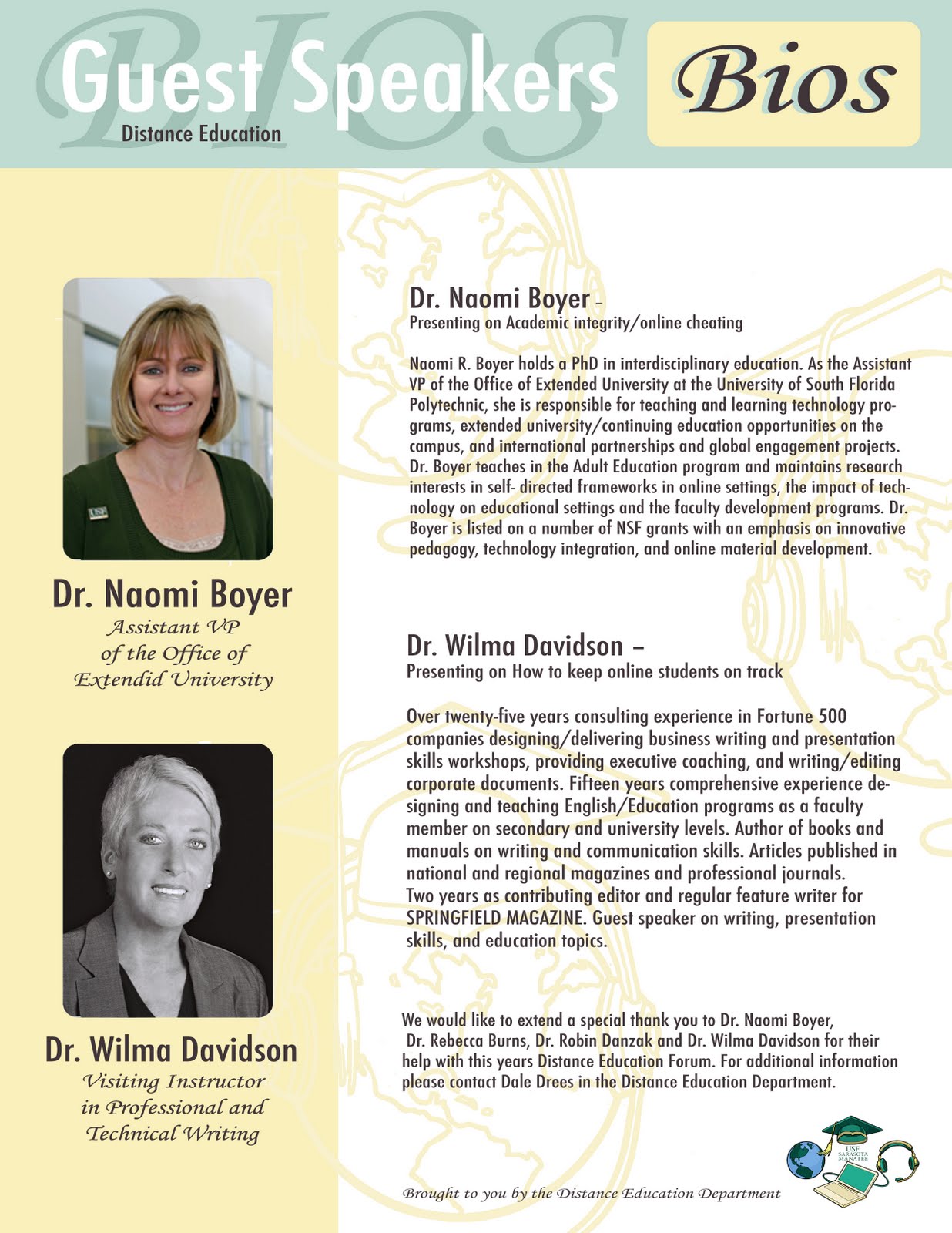 USFgraphic art: Bio Pages (working versions)